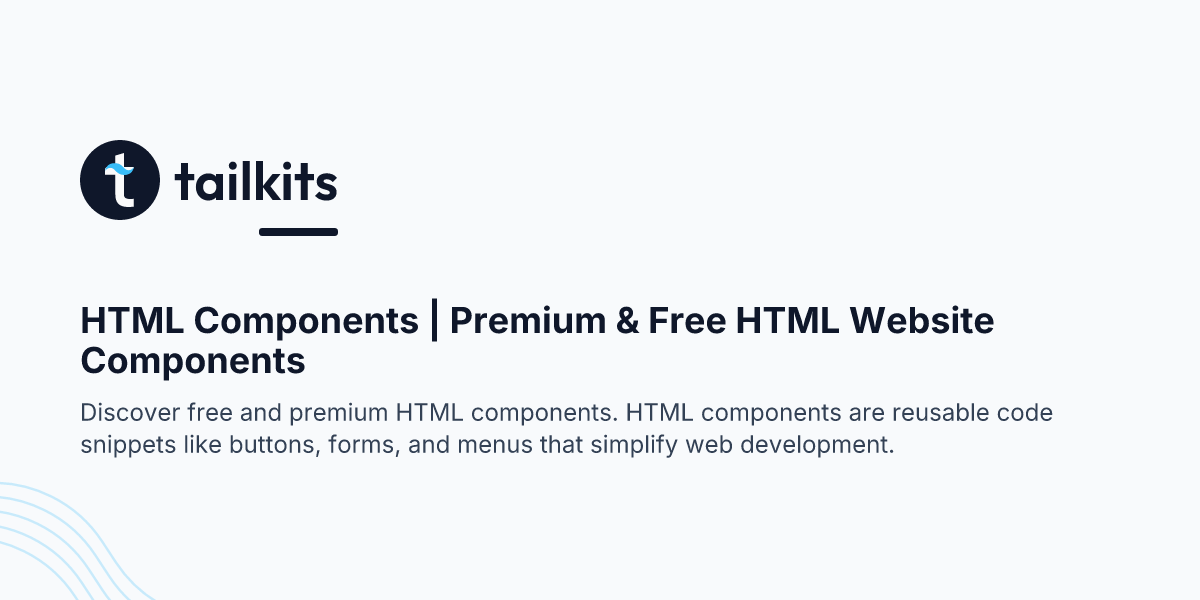 HTML Components Premium Free HTML Website Components Tailkits