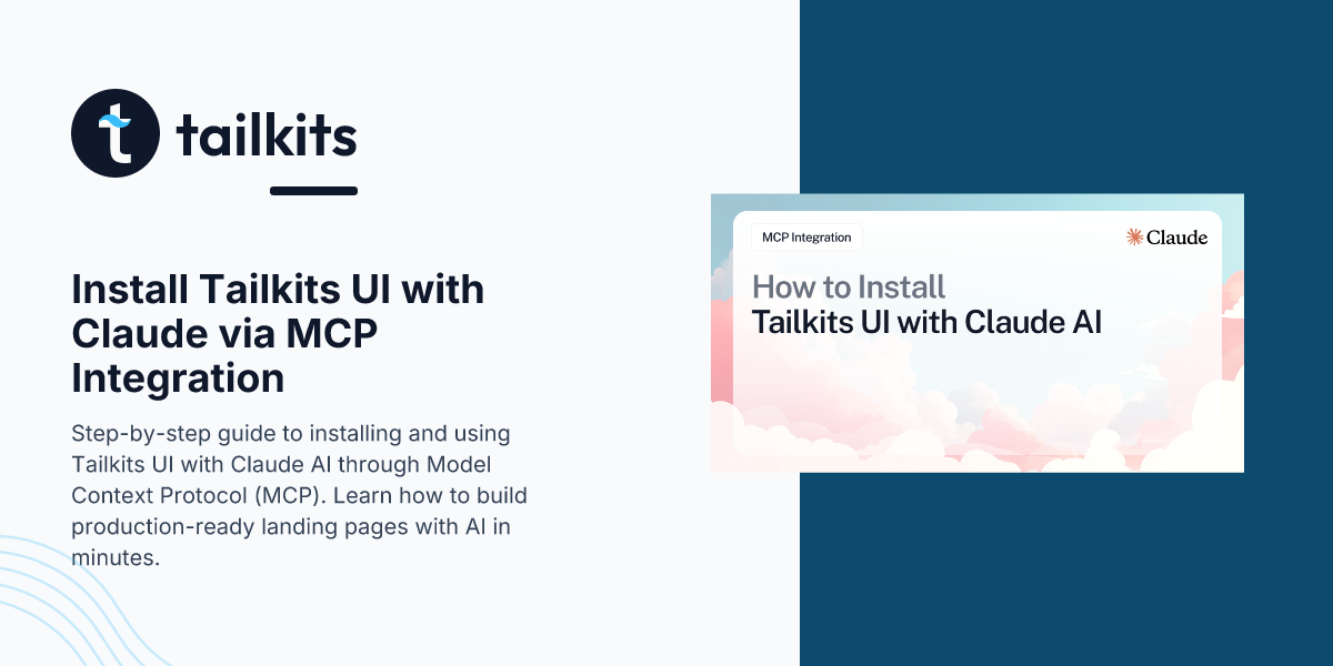 Install Tailkits UI with Claude via MCP Integration | Tailkits