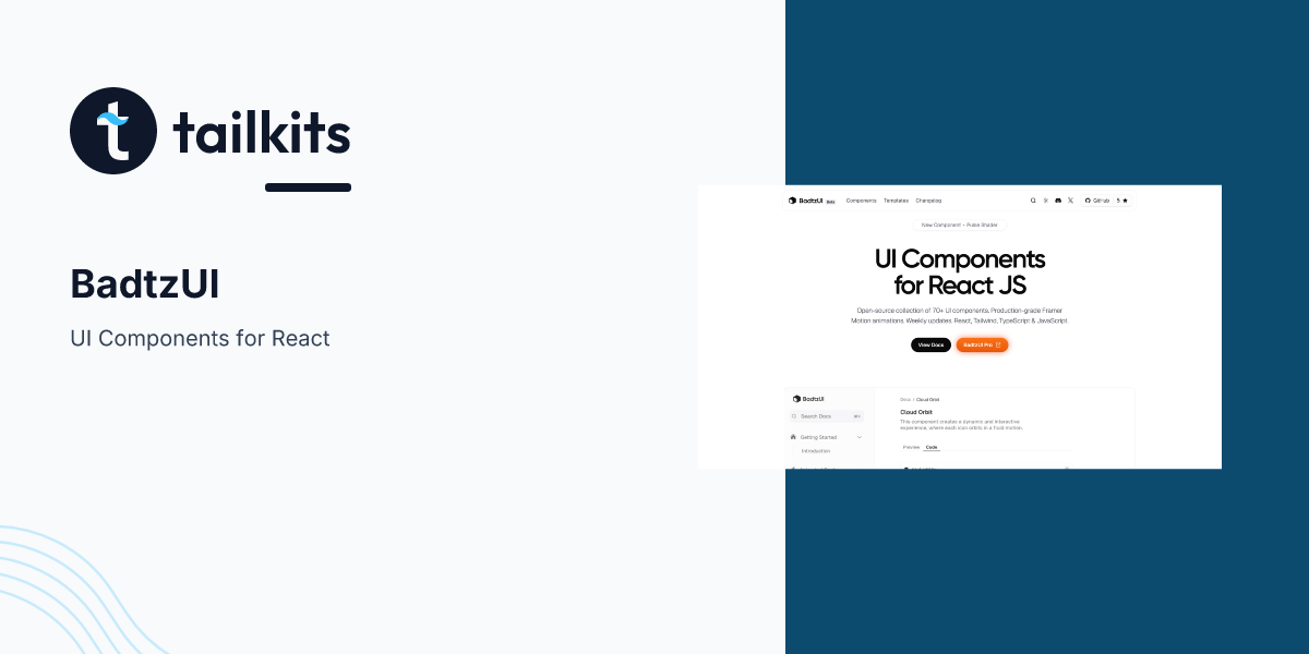 BadtzUI: Premium UI Components for React JS | Tailkits