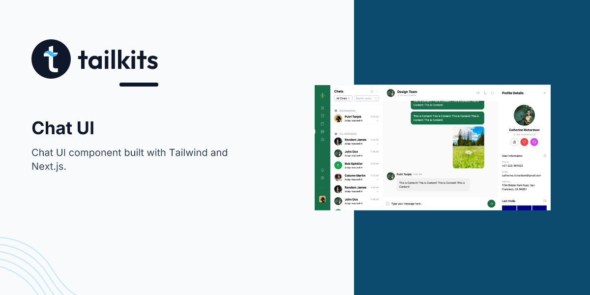 Next.js Chat Component | Interactive Chat Interface Examples | Tailkits