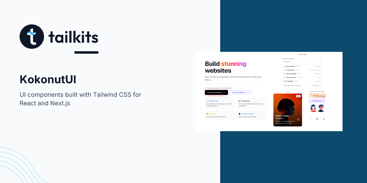 KokonutUI: Free & Premium Tailwind UI Components | Tailkits