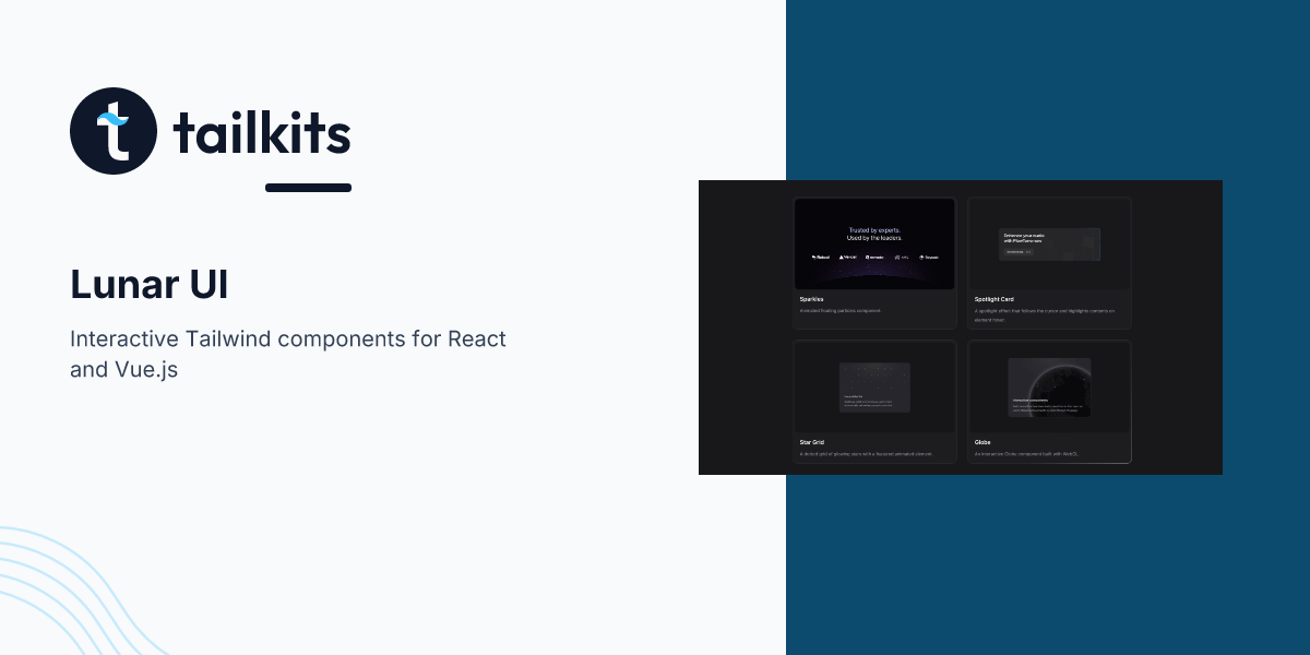 Lunar UI: Interactive Tailwind Components for React & Vue | Tailkits