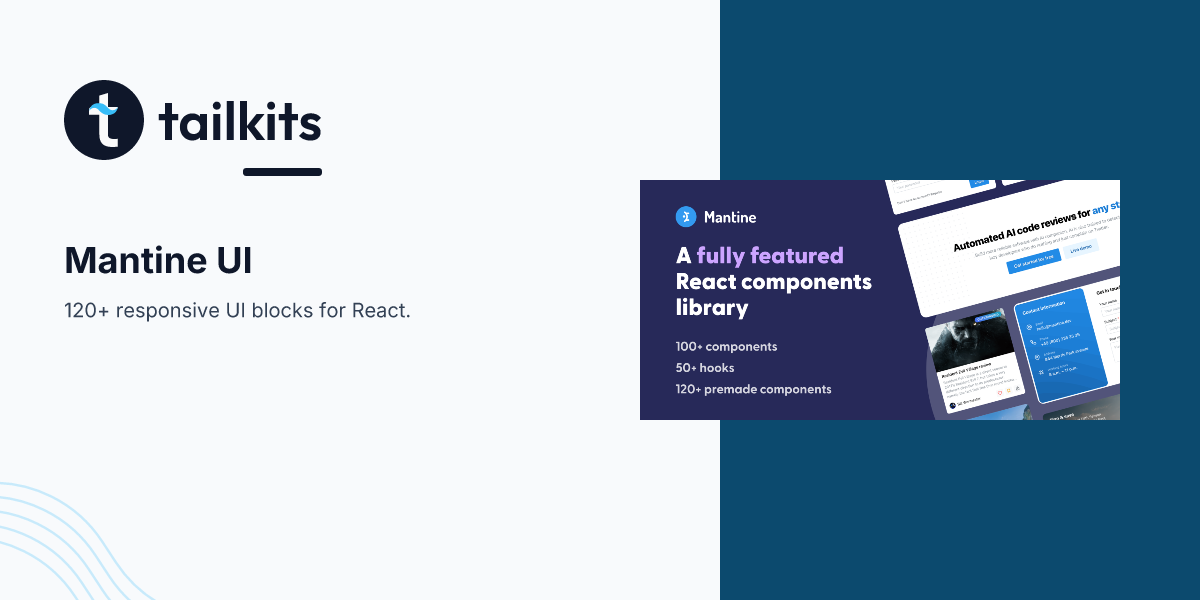 Mantine UI Components – 120+ React Blocks & Sections | Tailkits