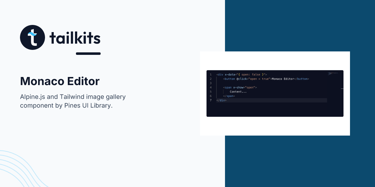Tailwind Monaco Editor Components & Code Examples, Like Codepen | Tailkits