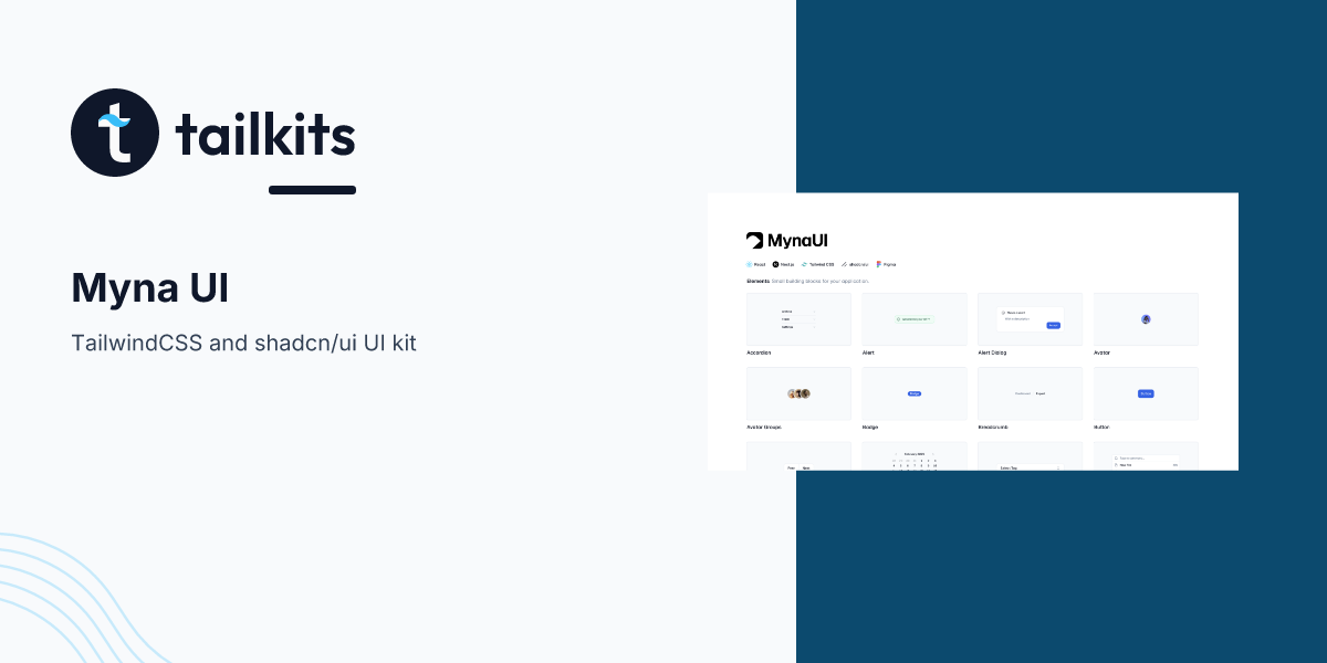 MynaUI – TailwindCSS, shadcn/ui, React & Figma | Tailkits