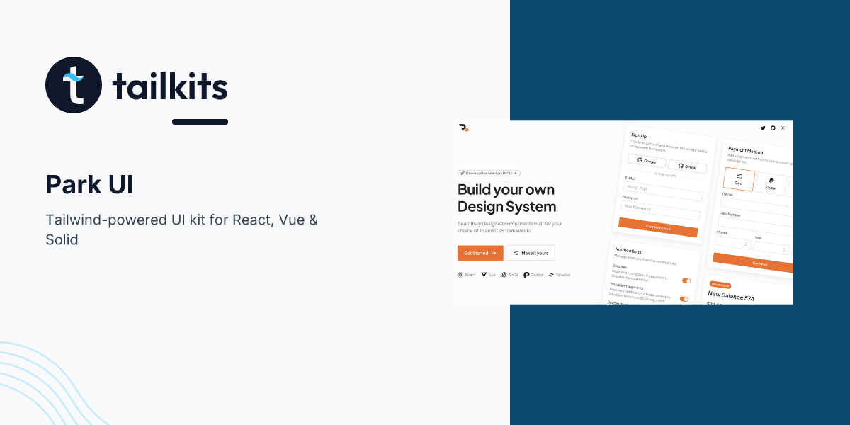 Park UI – Universal Tailwind & Panda CSS Kit | Tailkits