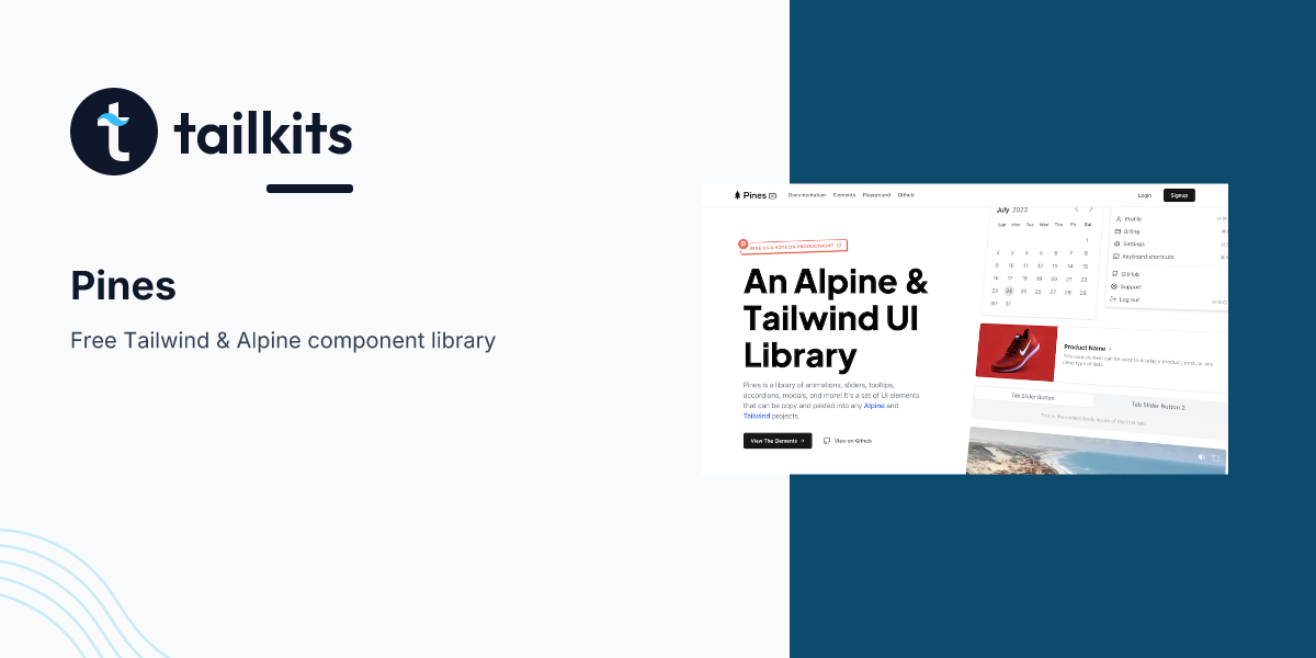 Pines Alpine Tailwind UI Library | Tailkits