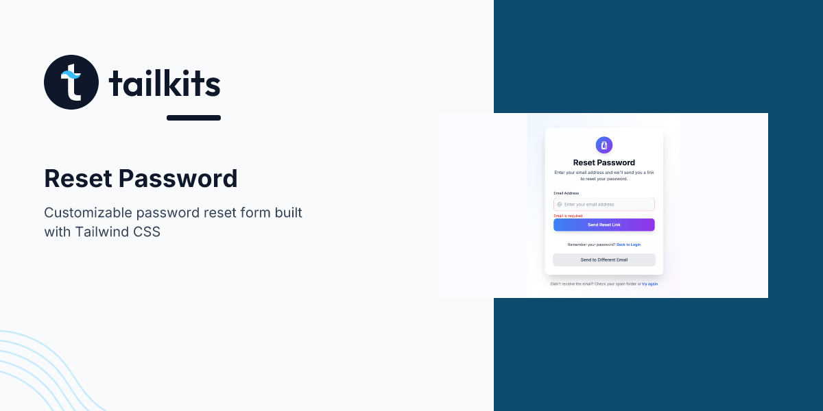 Tailwind CSS Reset Password Component | Tailkits