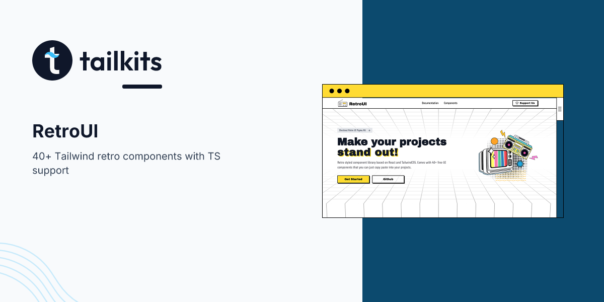 RetroUI: Tailwind-Based Retro UI Kit for React | Tailkits