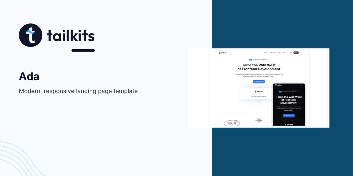 Ada: Customizable TailwindCSS Landing Page | Tailkits