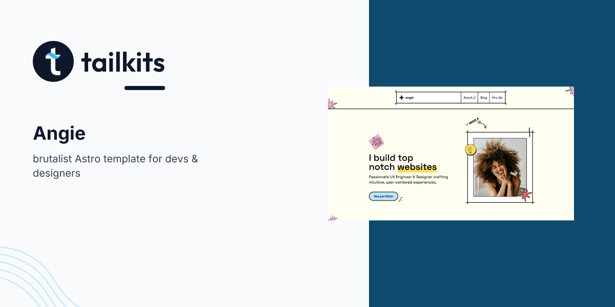 Angie Astro Portfolio Template: Bold Brutalist Design | Tailkits