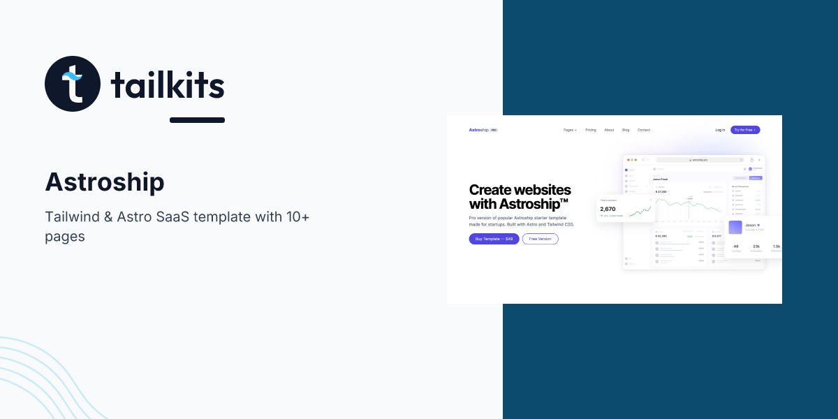 Astroship Pro Responsive Astro SaaS Template | Tailkits