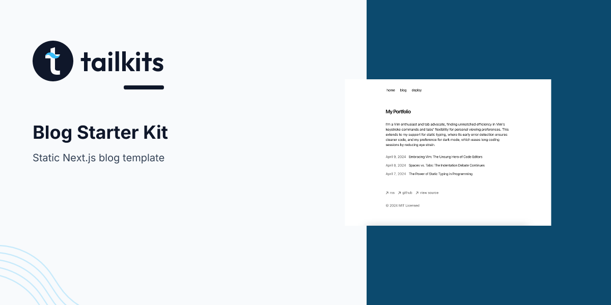 Next.js Blog Starter Kit & Markdown | Tailkits