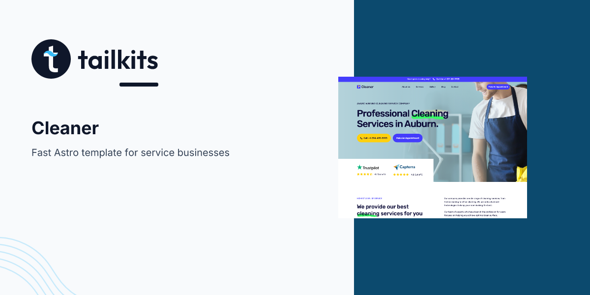 Cleaner Astro Theme for Local Services | Tailkits