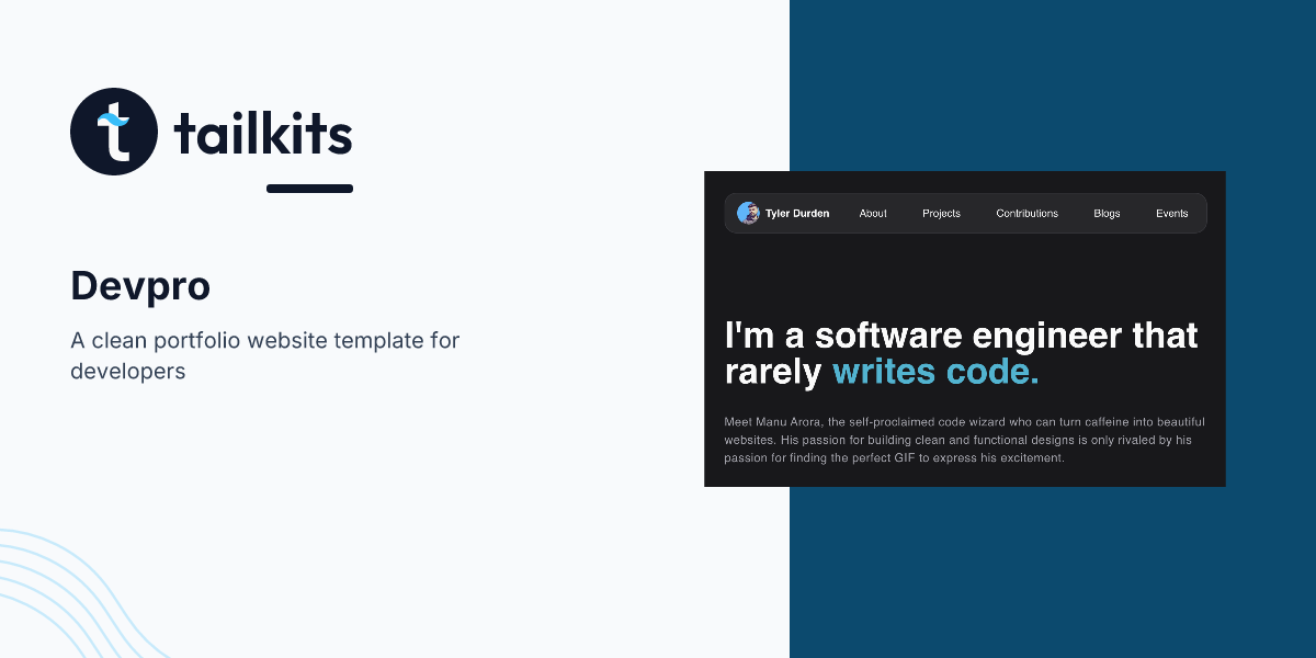Devpro Tailwind Portfolio Template | Tailkits