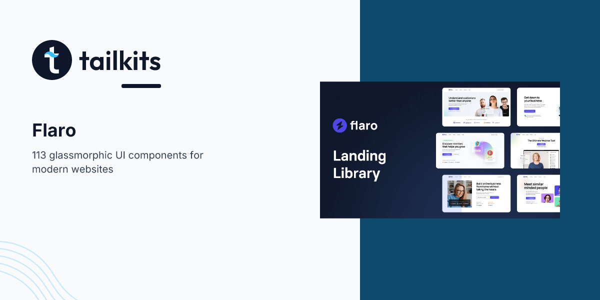Flaro Tailwind Template: 113 UI Components | Tailkits