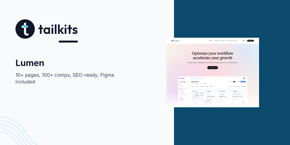 Lumen - shadcn/ui + Tailwind 4 Landing Page Template | Tailkits