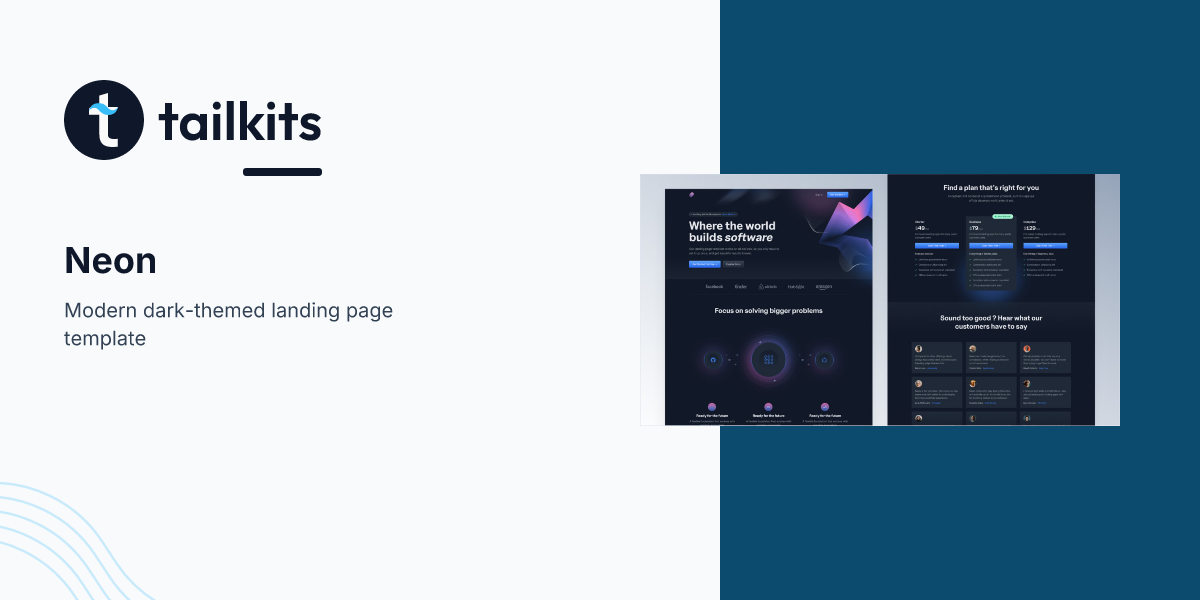Neon: Elegant Landing Page for Startups | Tailkits
