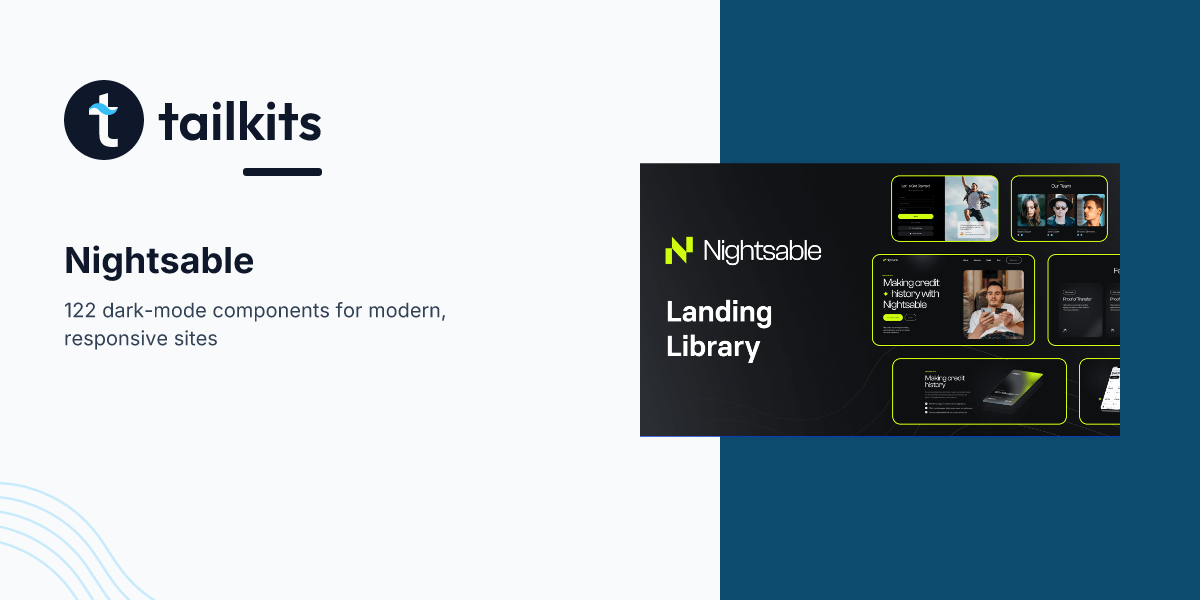 Nightsable: 122 Dark Mode Tailwind Elements | Tailkits