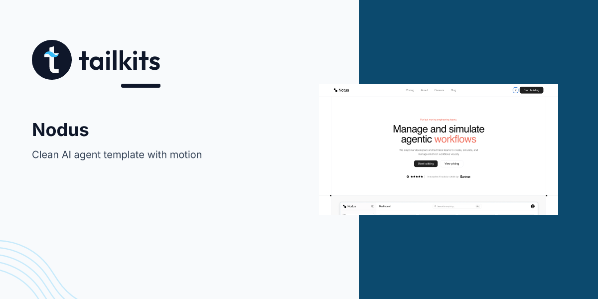 Nodus Agent Template | Modern AI Agent Landing Page | Tailkits