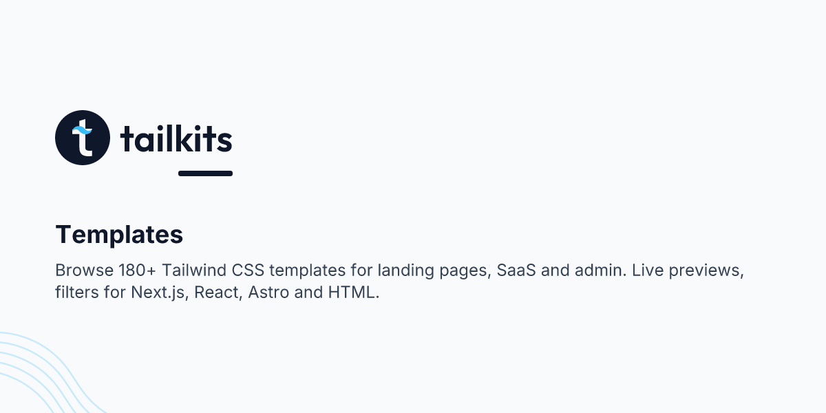 Tailwind CSS Templates - Free & Premium (180+ curated) | Tailkits