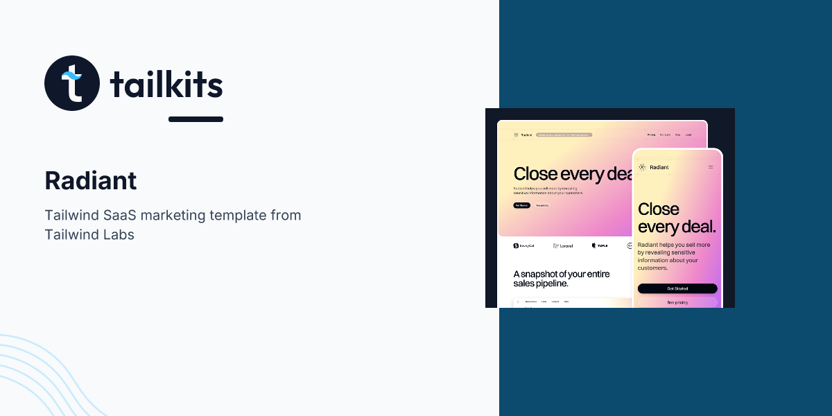 Radiant – Tailwind CSS SaaS Marketing Template | Tailkits