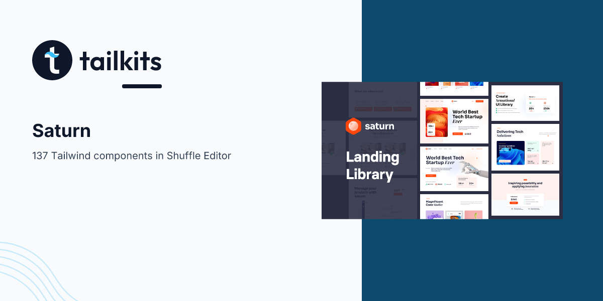 Saturn Tailwind Template: 137 UI Components | Tailkits