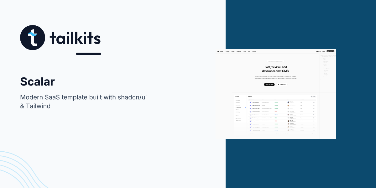 Scalar Shadcn UI Template for Next.js & Astro Sites | Tailkits
