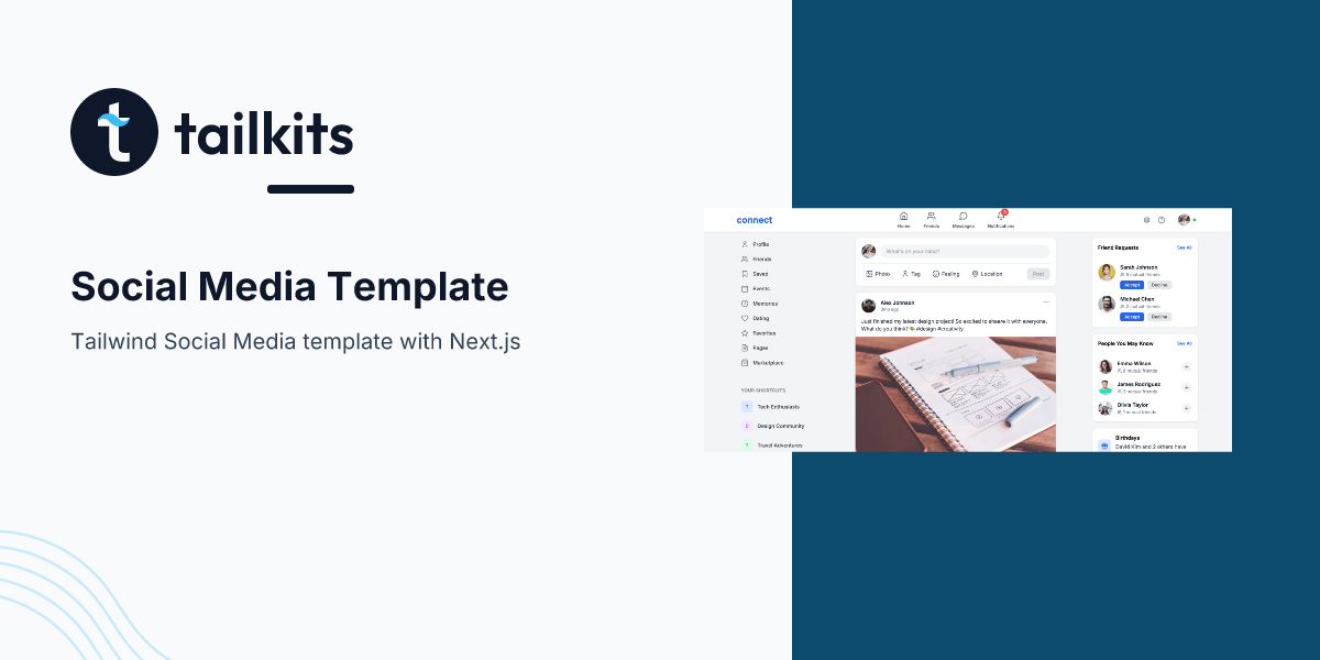 Next.js Social Media Template: Ultimate Tailwind CSS Starter Kit | Tailkits