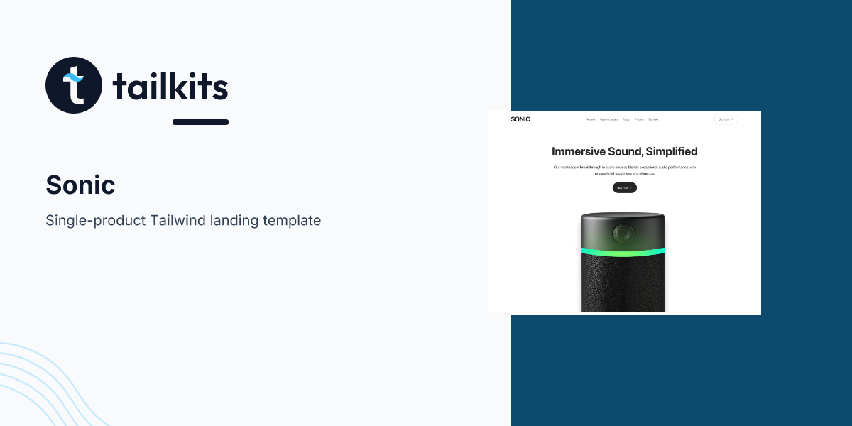 Sonic Single Product Landing Page Template | Shadcn UI | Tailkits