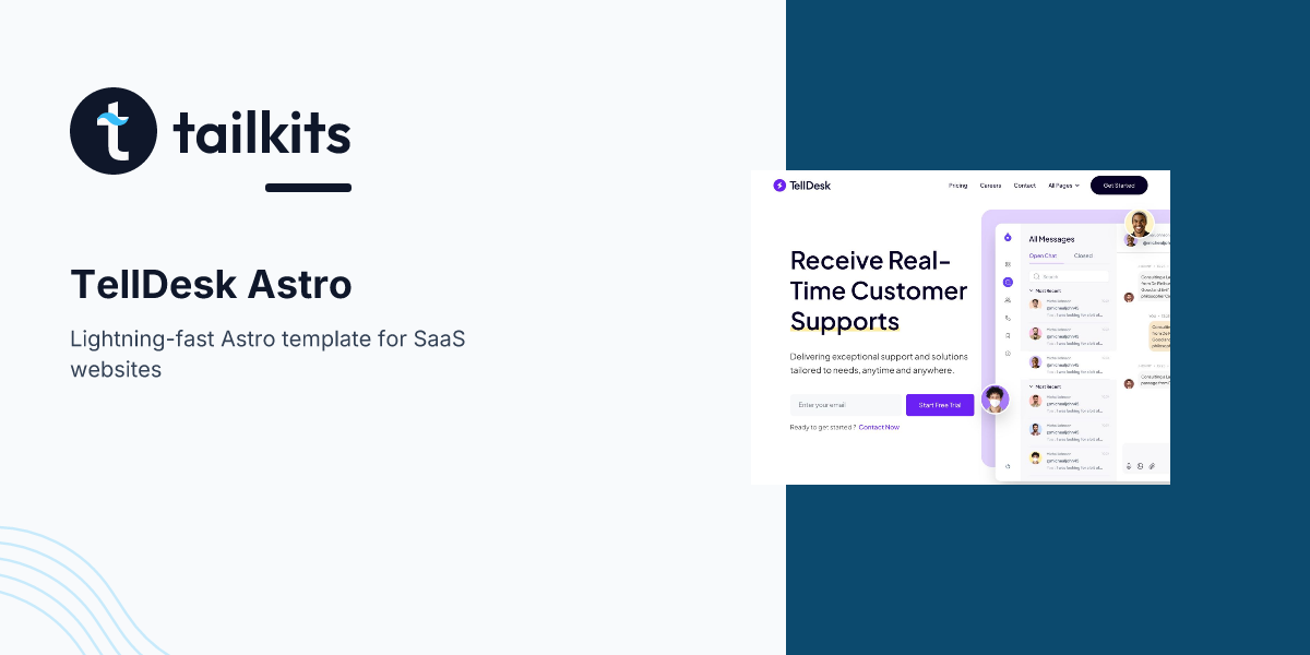 TellDesk Astro SaaS & Startup Template | Tailkits