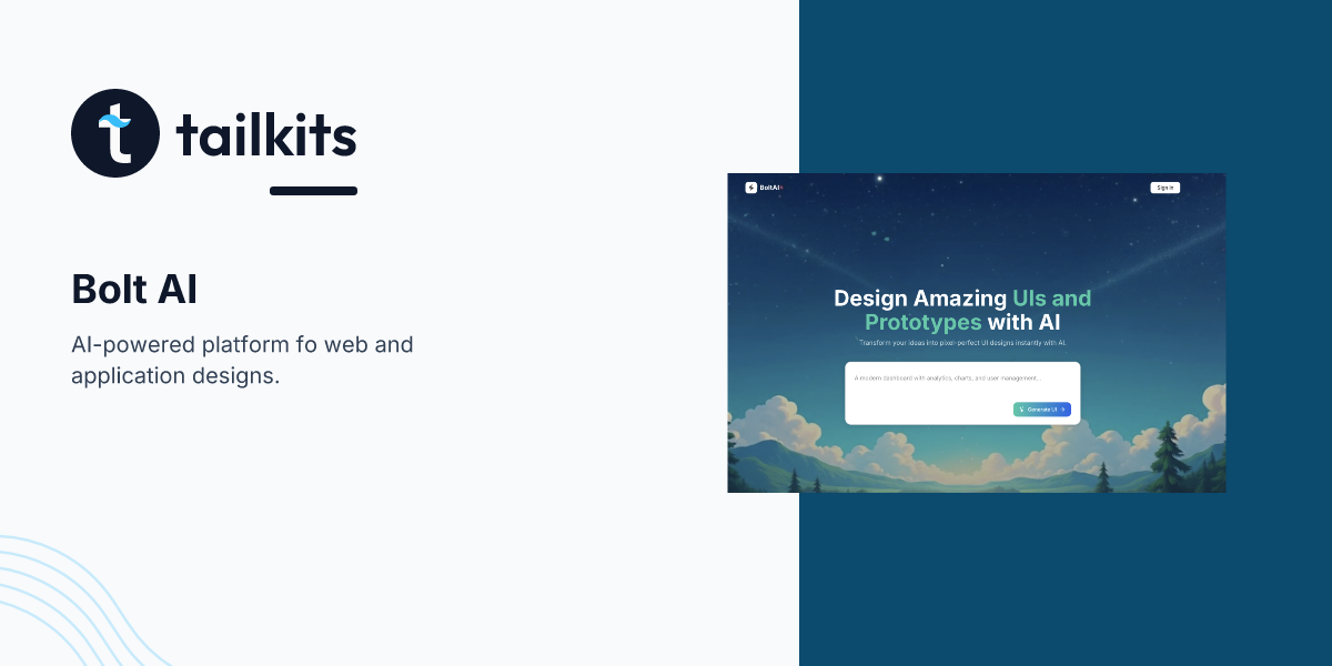 Bolt AI - Turn Prompts Into UI Designs Instantly | Tailkits