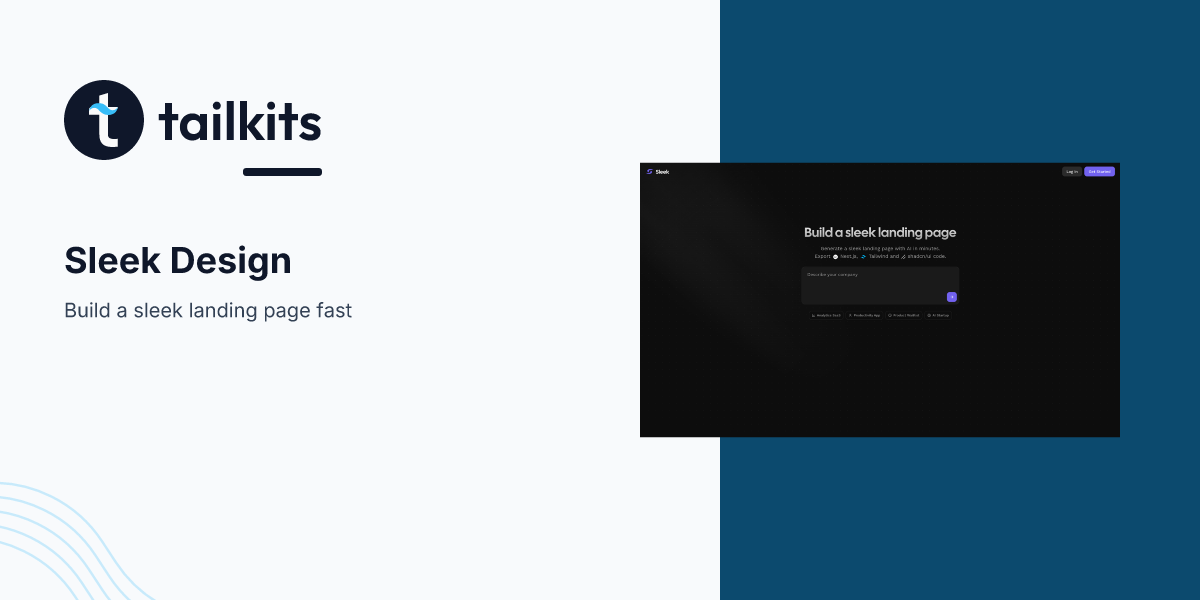 Sleek AI Landing Page Builder | Tailkits
