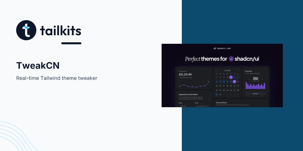TweakCN: Visual Tailwind Theme Editor for shadcn/ui | Tailkits