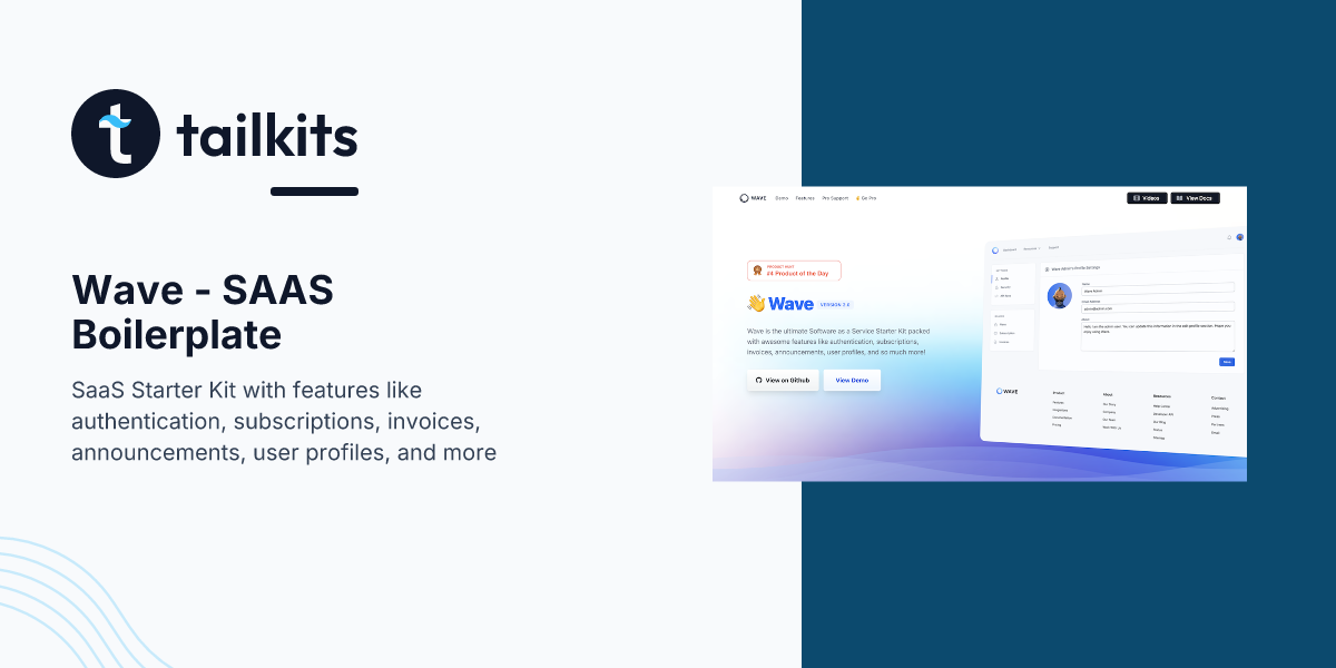 Wave - SAAS Boilerplate | Tailkits